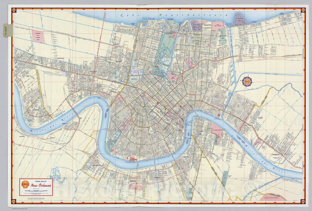 National Atlas - 1956 Shell Street Map of New Orleans. - Vintage Wall ...