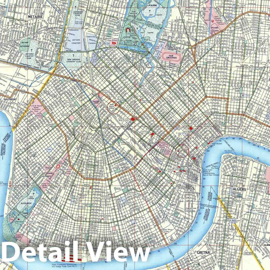 National Atlas - 1956 Shell Street Map of New Orleans. - Vintage Wall ...