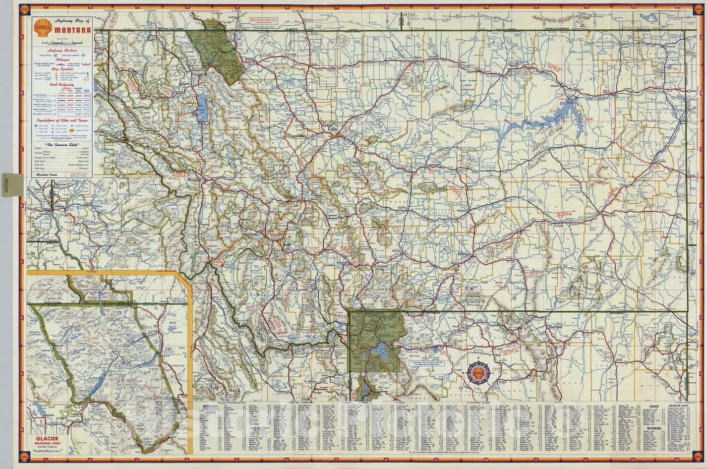 Historic Map : National Atlas - 1951 Shell Highway Map of Montana. - V ...
