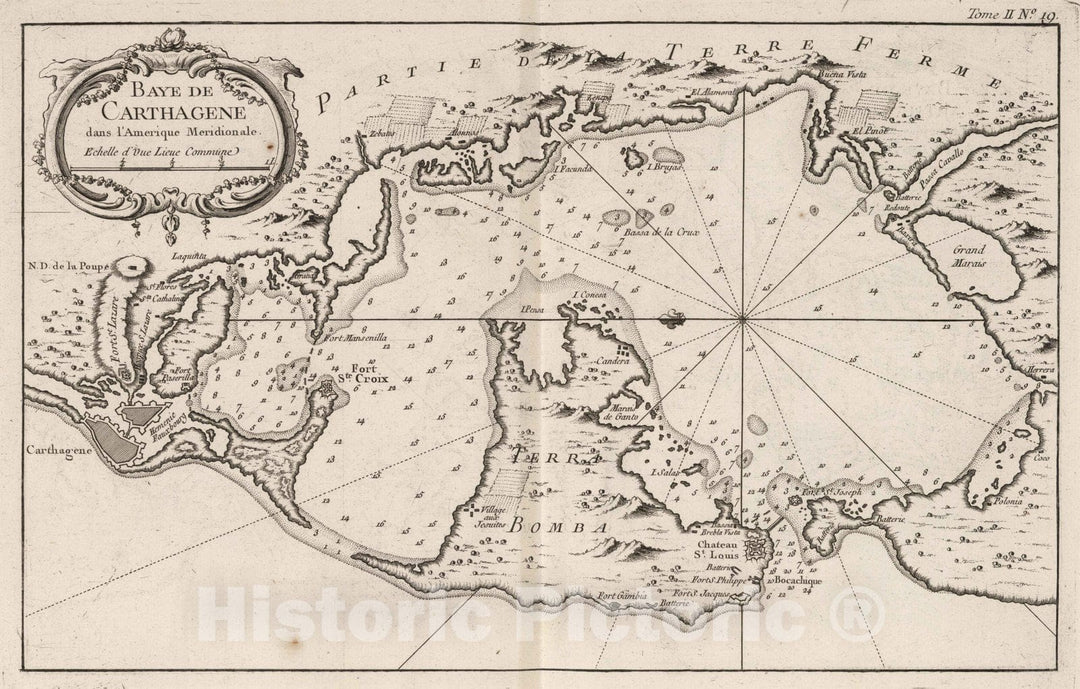 Historic Map : Colombia , Cartagena (Colombia), 1764 Baye de Carthagen ...