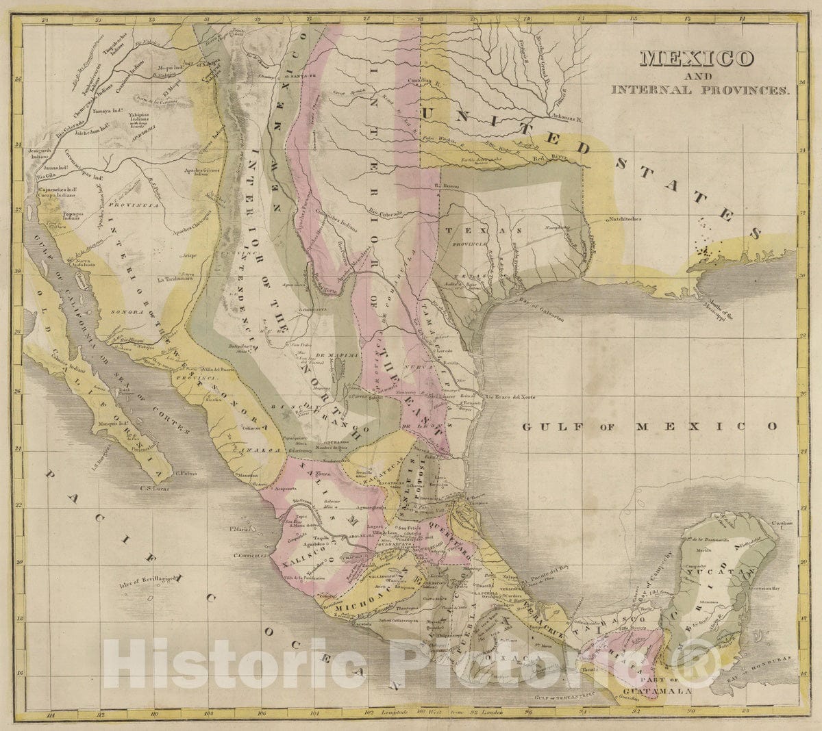 Historic Map : 1824 Mexico and Internal Provinces - Vintage Wall Art ...