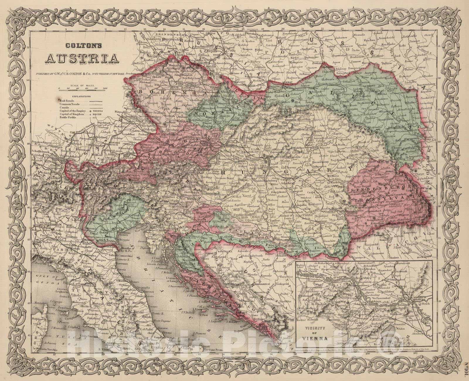 Historic Map : 1866 Austria. Hungary. - Vintage Wall Art – Historic ...