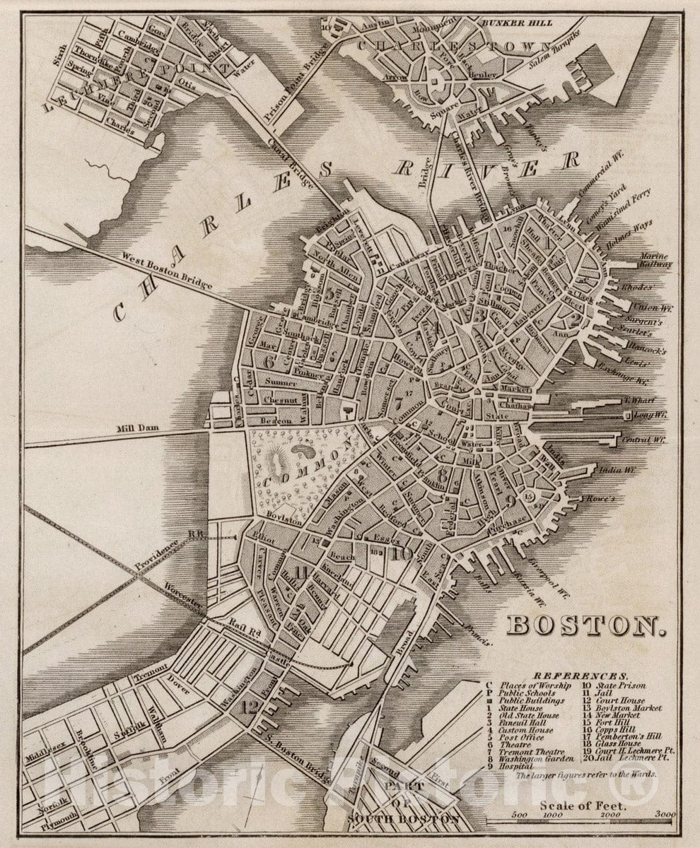 Historic Map : Guide Book - 1846 Boston - Vintage Wall Art – Historic ...