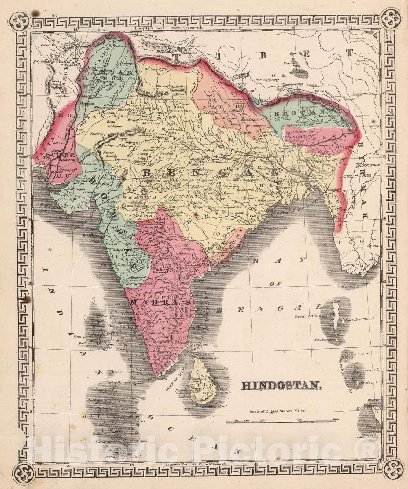 Historic Map : 1865 Hindoostan (India). - Vintage Wall Art – Historic ...