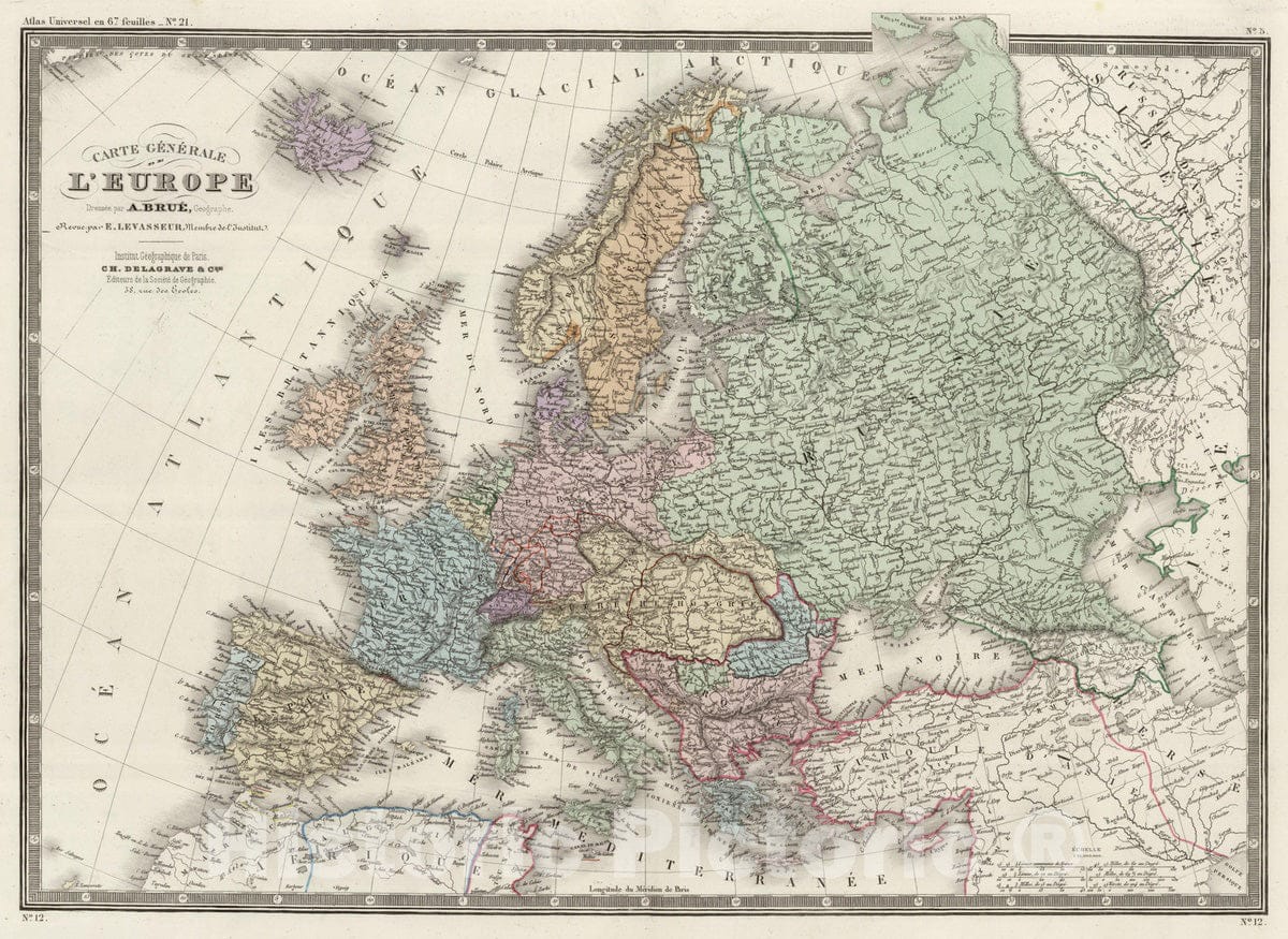 Historic Map : 1875 L'Europe (en 1850). - Vintage Wall Art – Historic ...