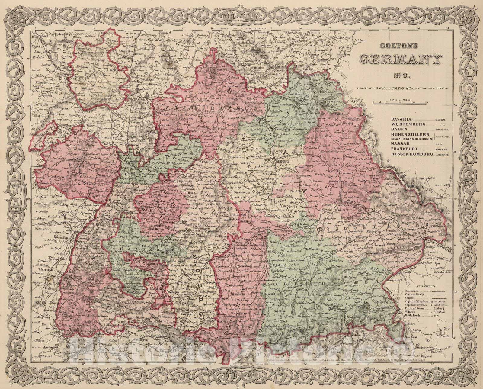 Historic Wall Map : 1866 Germany No. 3. - Vintage Wall Art – Historic ...