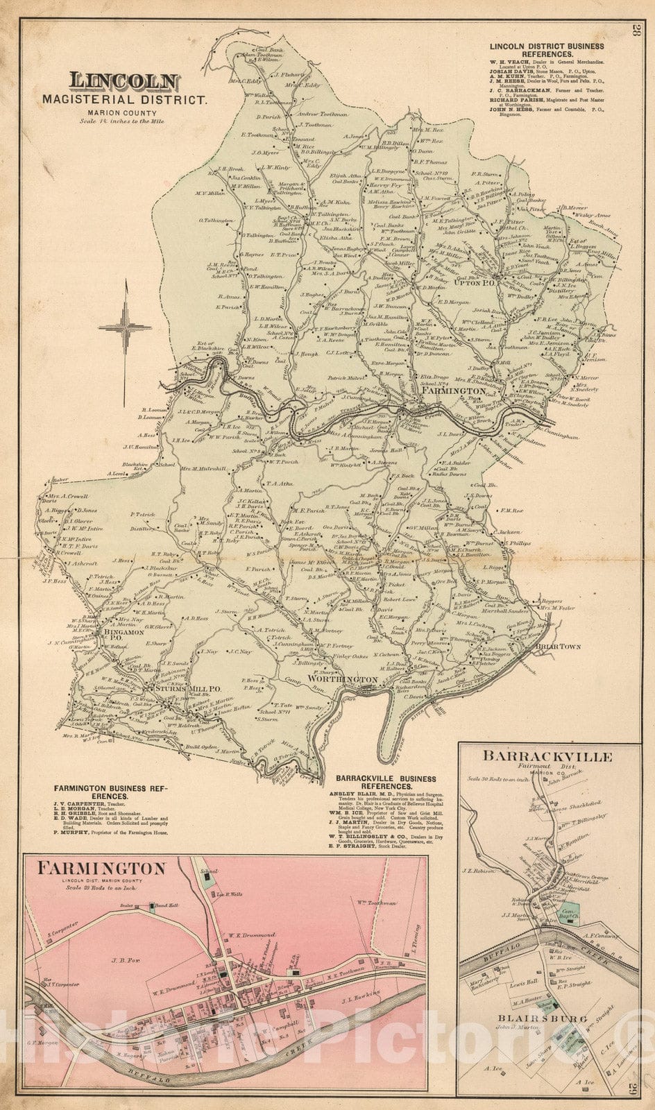 Historic Map : 1886 Lincoln Magisterial District, Marion County, West ...