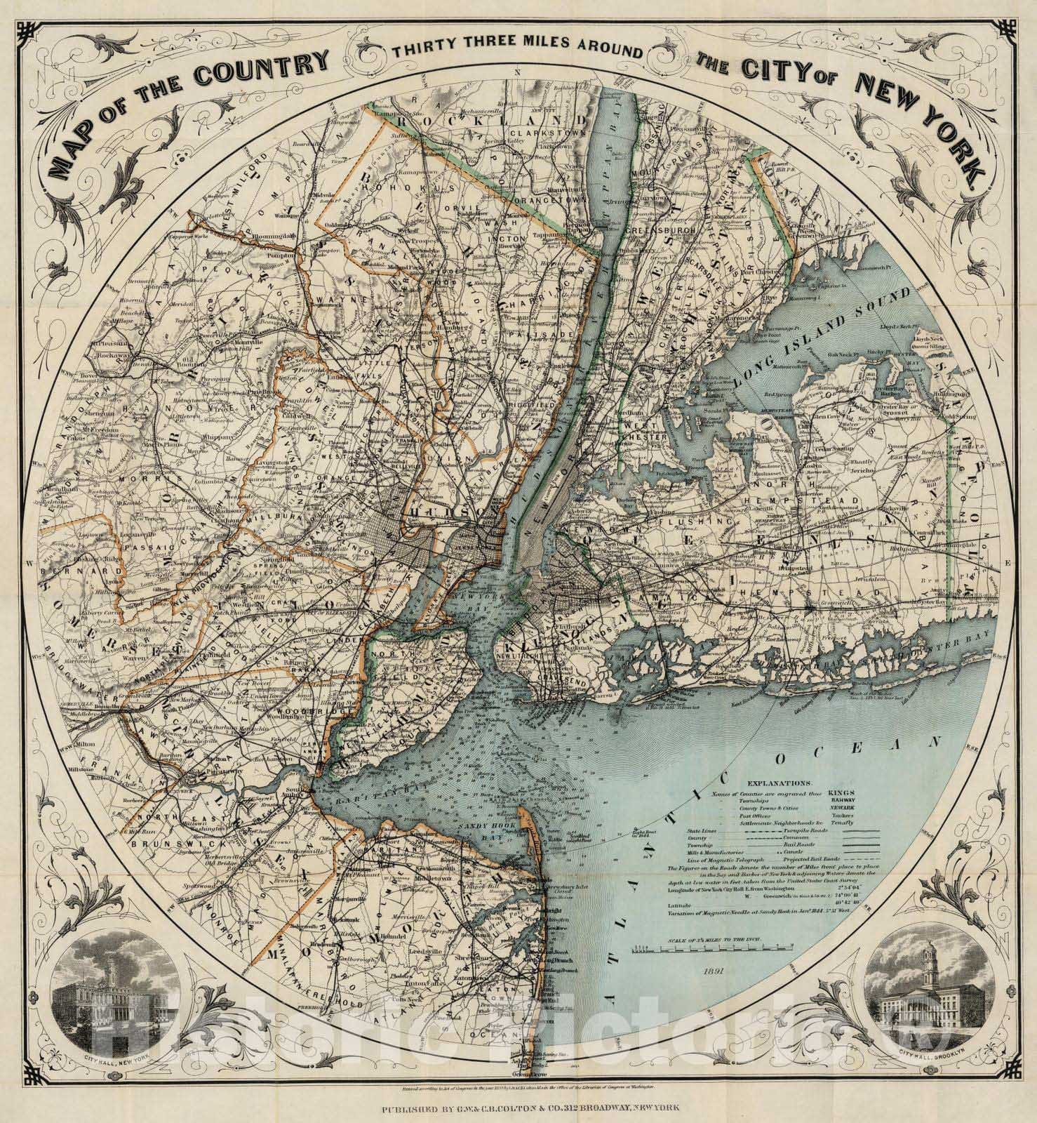 Historic Map : 1891 City of New York - Vintage Wall Art – Historic Pictoric