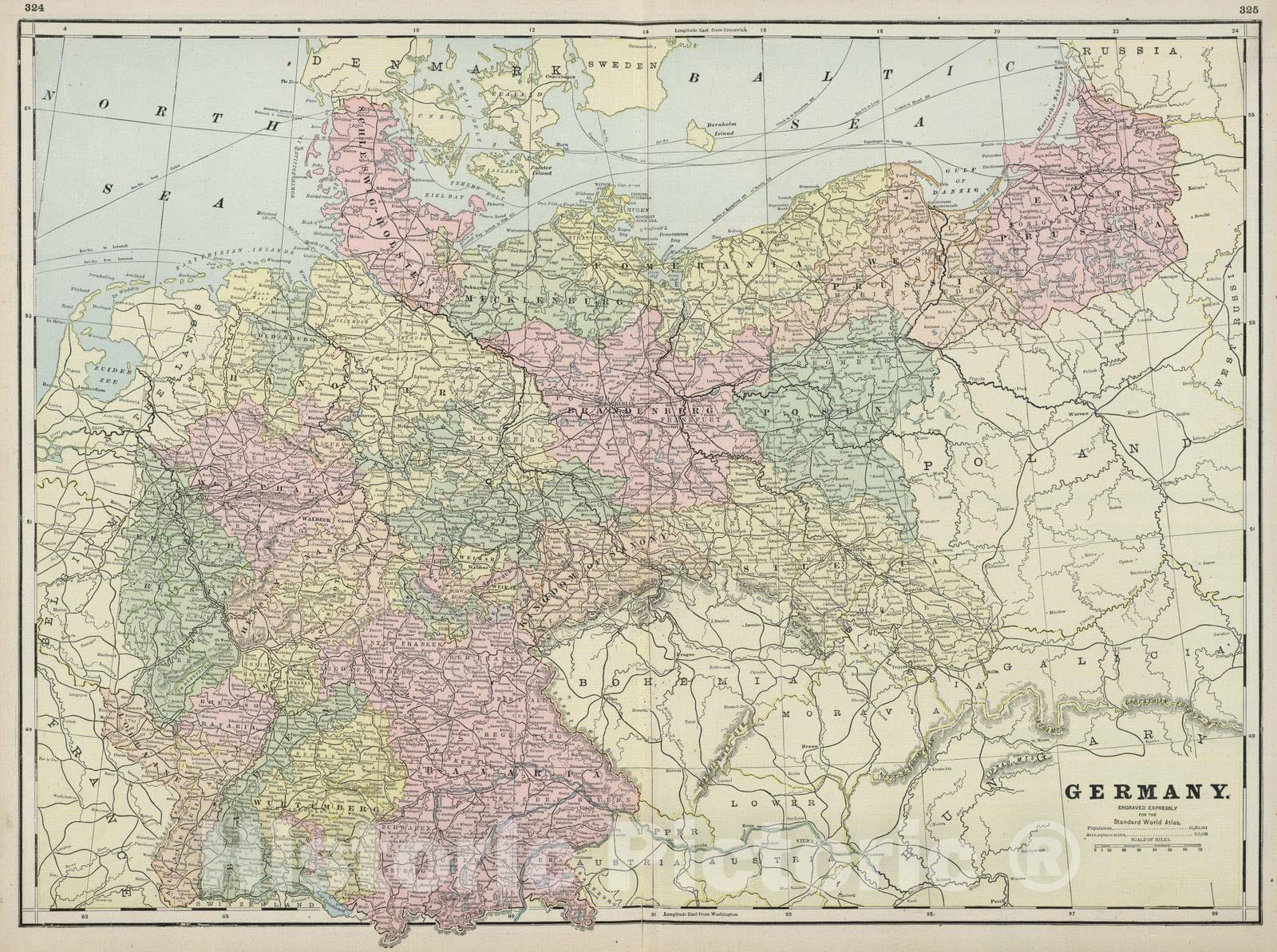 Historic Map : 1889 Germany. - Vintage Wall Art – Historic Pictoric