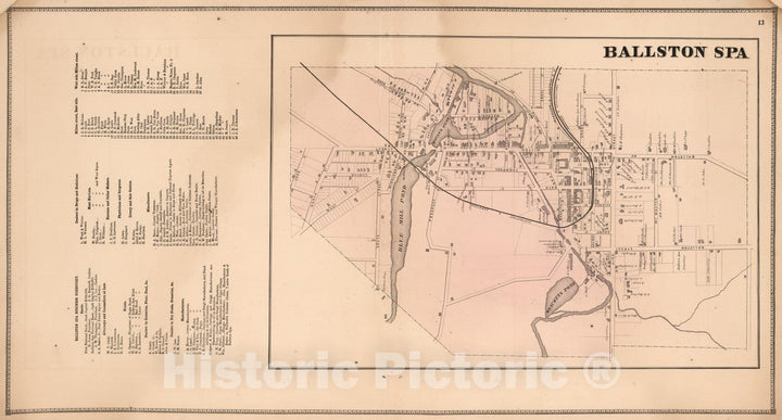 Historic Wall Map : 1866 Ballston Spa, New York. - Vintage Wall Art ...