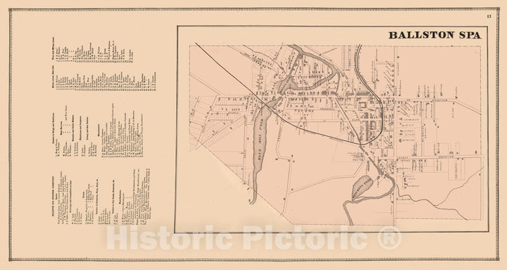 Historic Wall Map : 1866 Ballston Spa, New York. - Vintage Wall Art ...