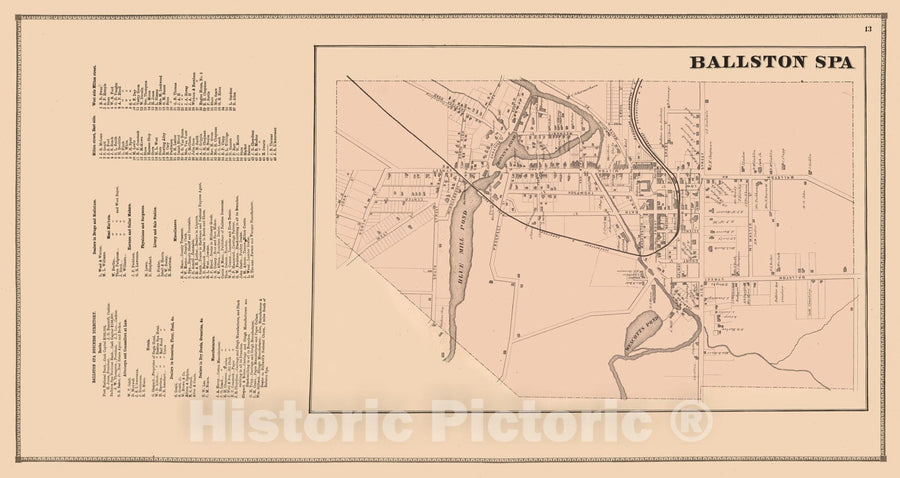 Historic Wall Map : 1866 Ballston Spa, New York. - Vintage Wall Art ...
