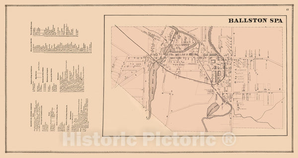 Historic Wall Map : 1866 Ballston Spa, New York. - Vintage Wall Art ...