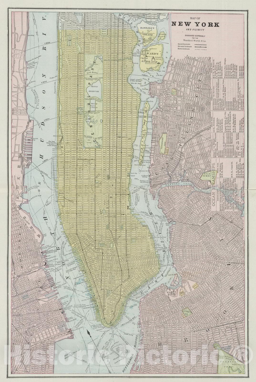 Historic Wall Map : 1889 New York (City) and Vicinity. - Vintage Wall ...