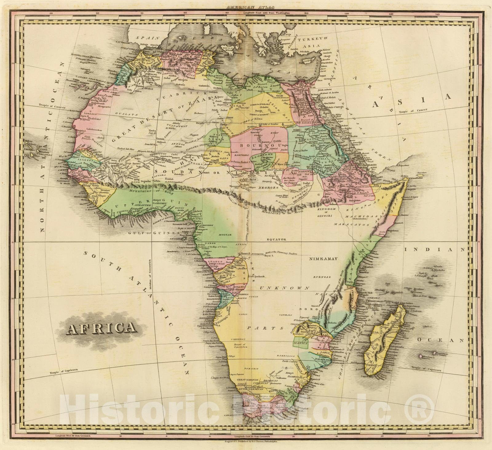 Historic Map : 1825 Africa. - Vintage Wall Art – Historic Pictoric