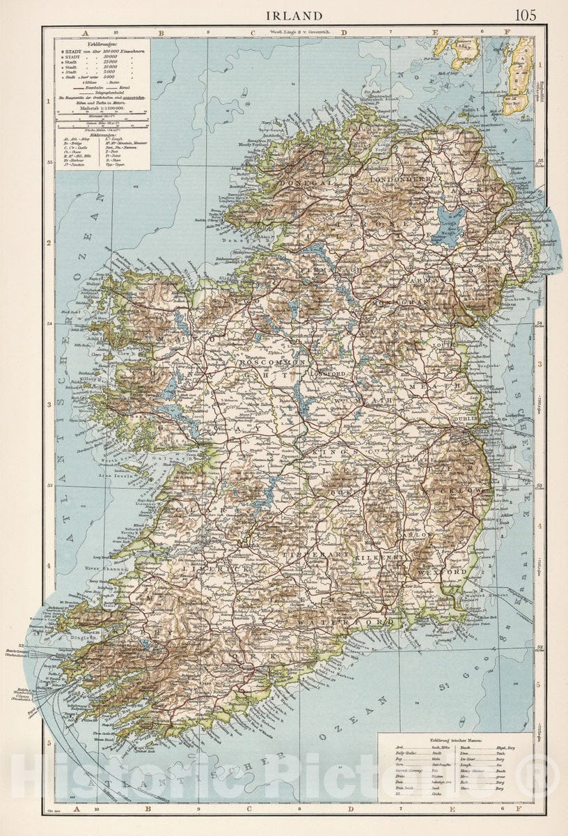 Historic Map : Ireland, 1905 Irland , Vintage Wall Art – Historic Pictoric