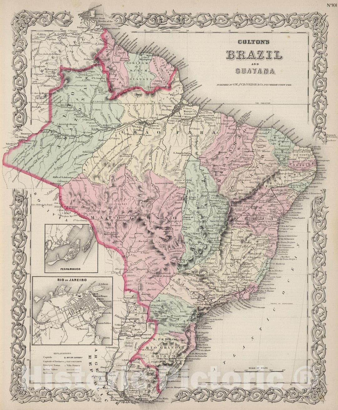 Historic Map : 1886 Brazil and Guayana : Vintage Wall Art – Historic ...