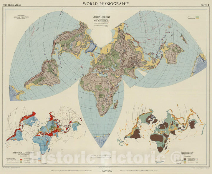 Historic Map : 1958 World Physiography, Plate 1, v.1 - Vintage Wall Ar ...