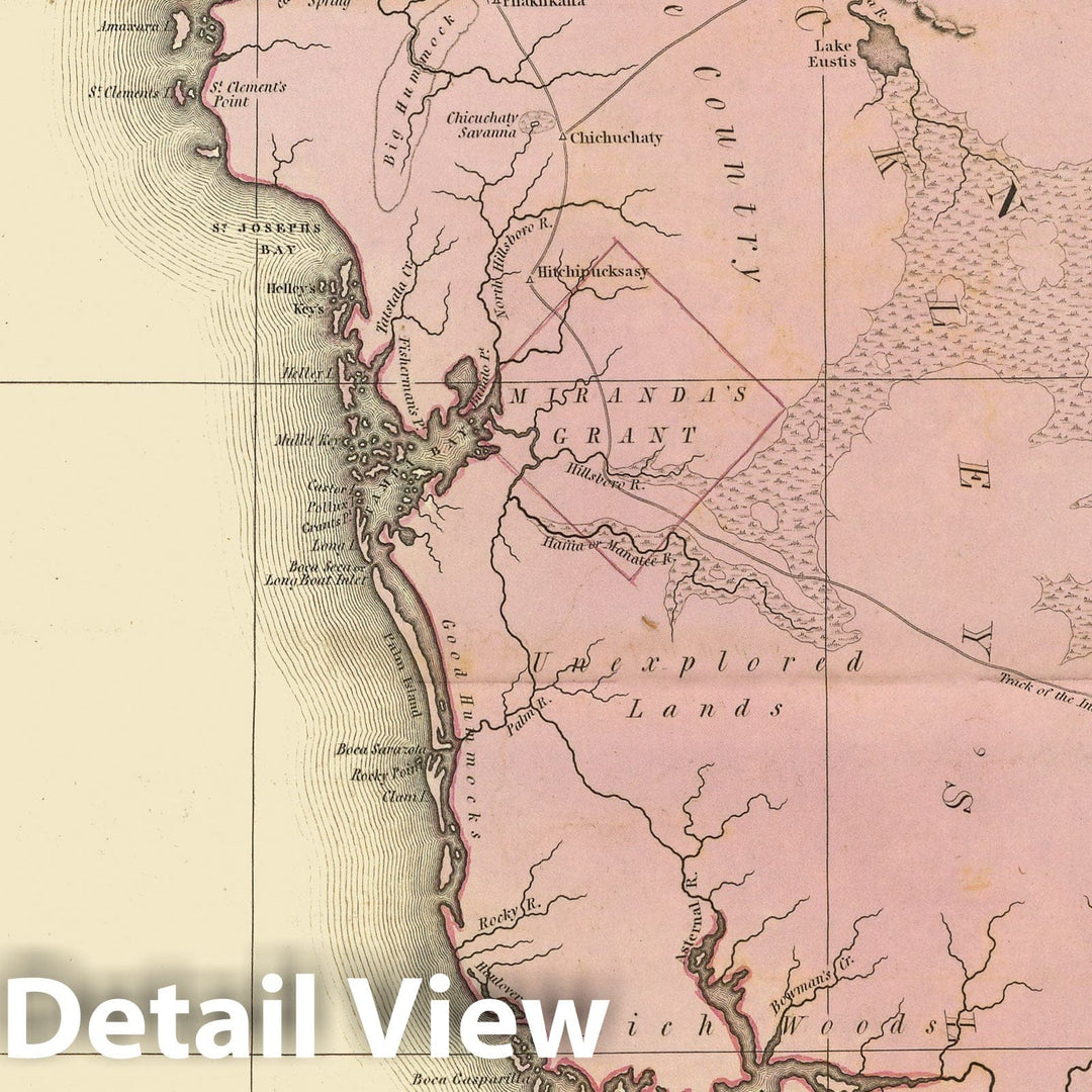 Historic Map - World Atlas - 1825 Map of Florida. - Vintage Wall Art ...