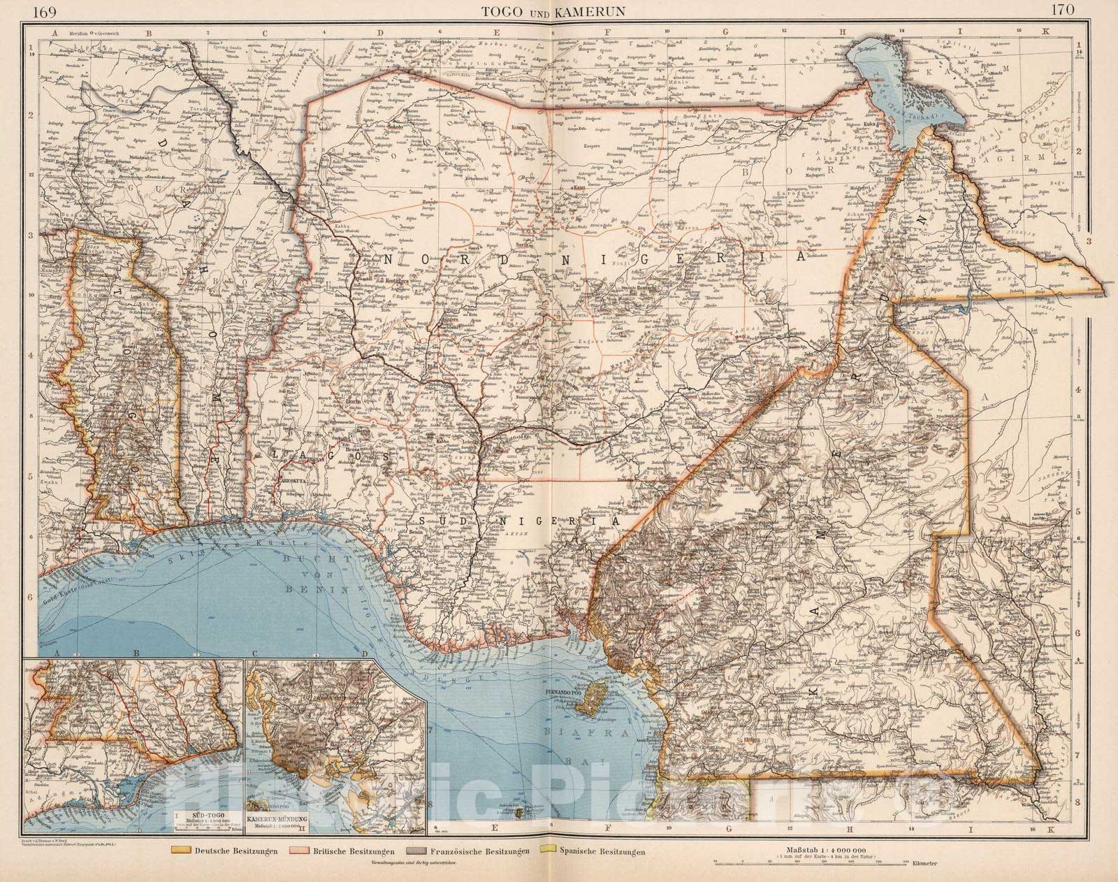 Historic Map : Togo; Cameroon, , Africa 1905 Togo und Kamerun , Vintag ...