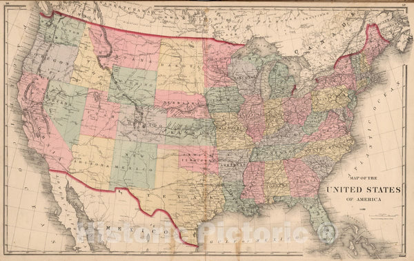 Historic Map : 1880 United States of America, 1880. - Vintage Wall Art ...