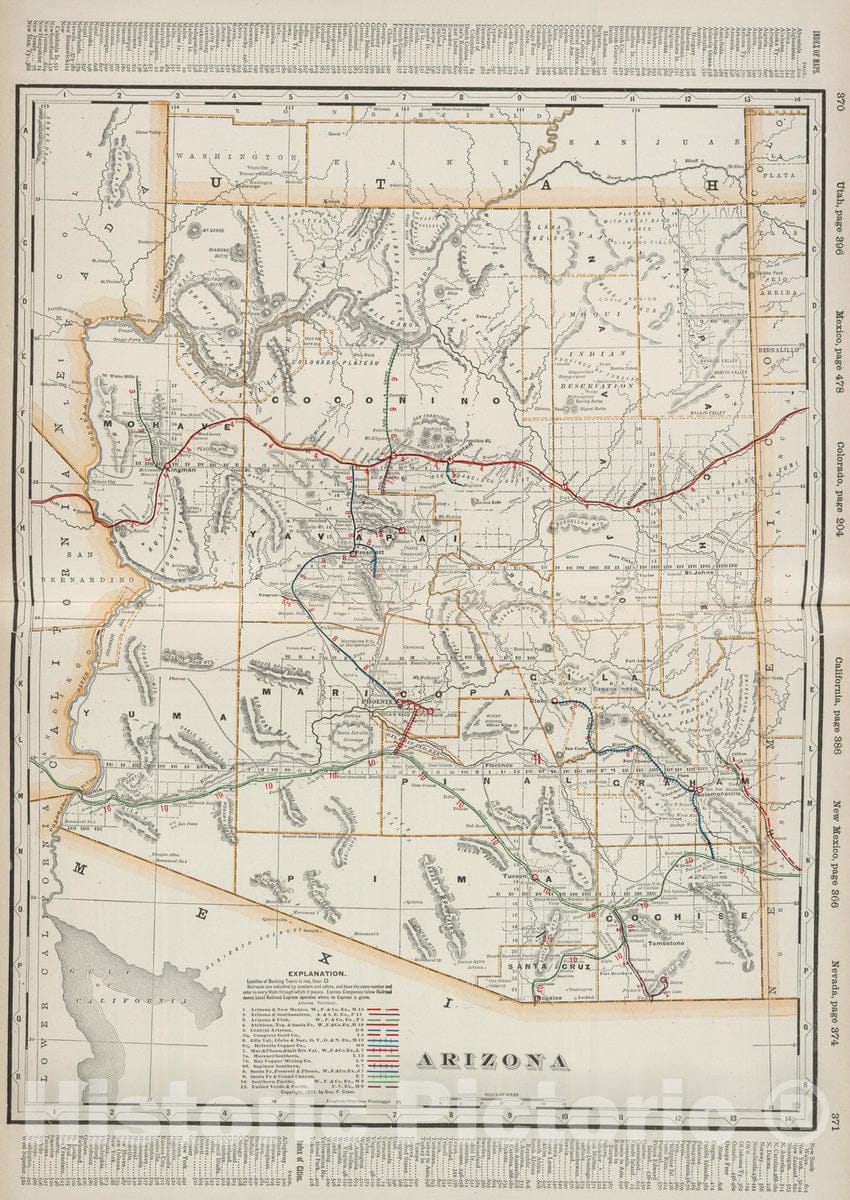 Historic Wall Map : 1901 Arizona. - Vintage Wall Art – Historic Pictoric