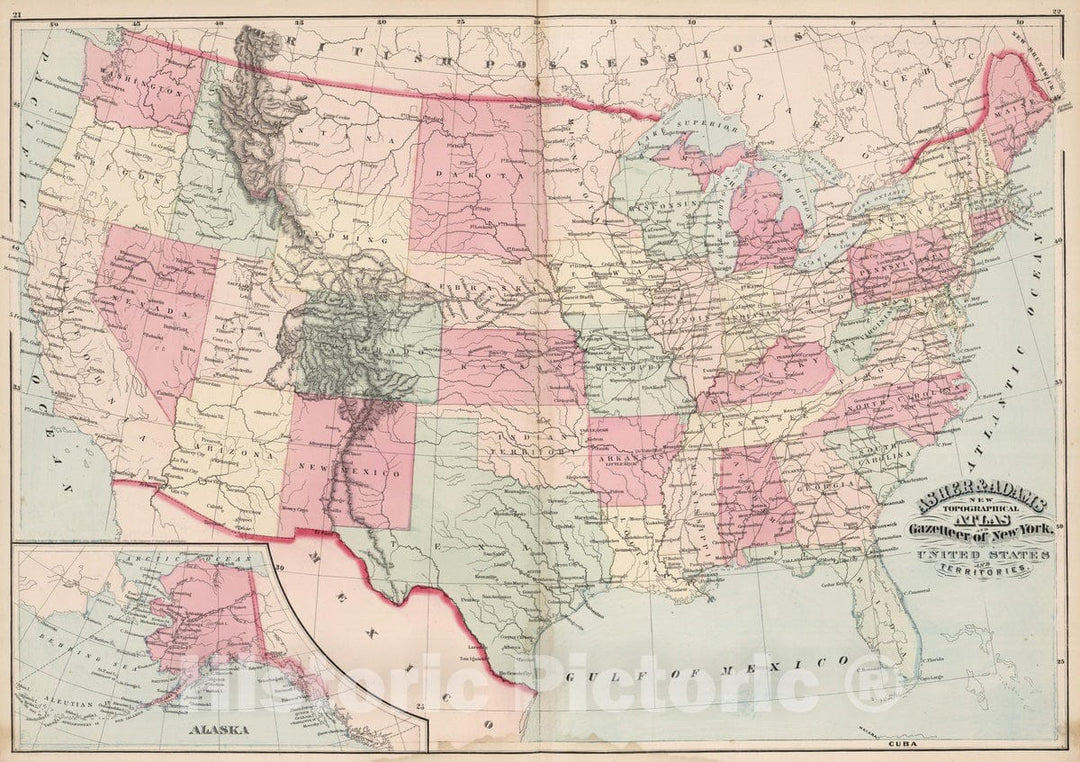 Historic Map : 1870 United States and Territories. - Vintage Wall Art ...