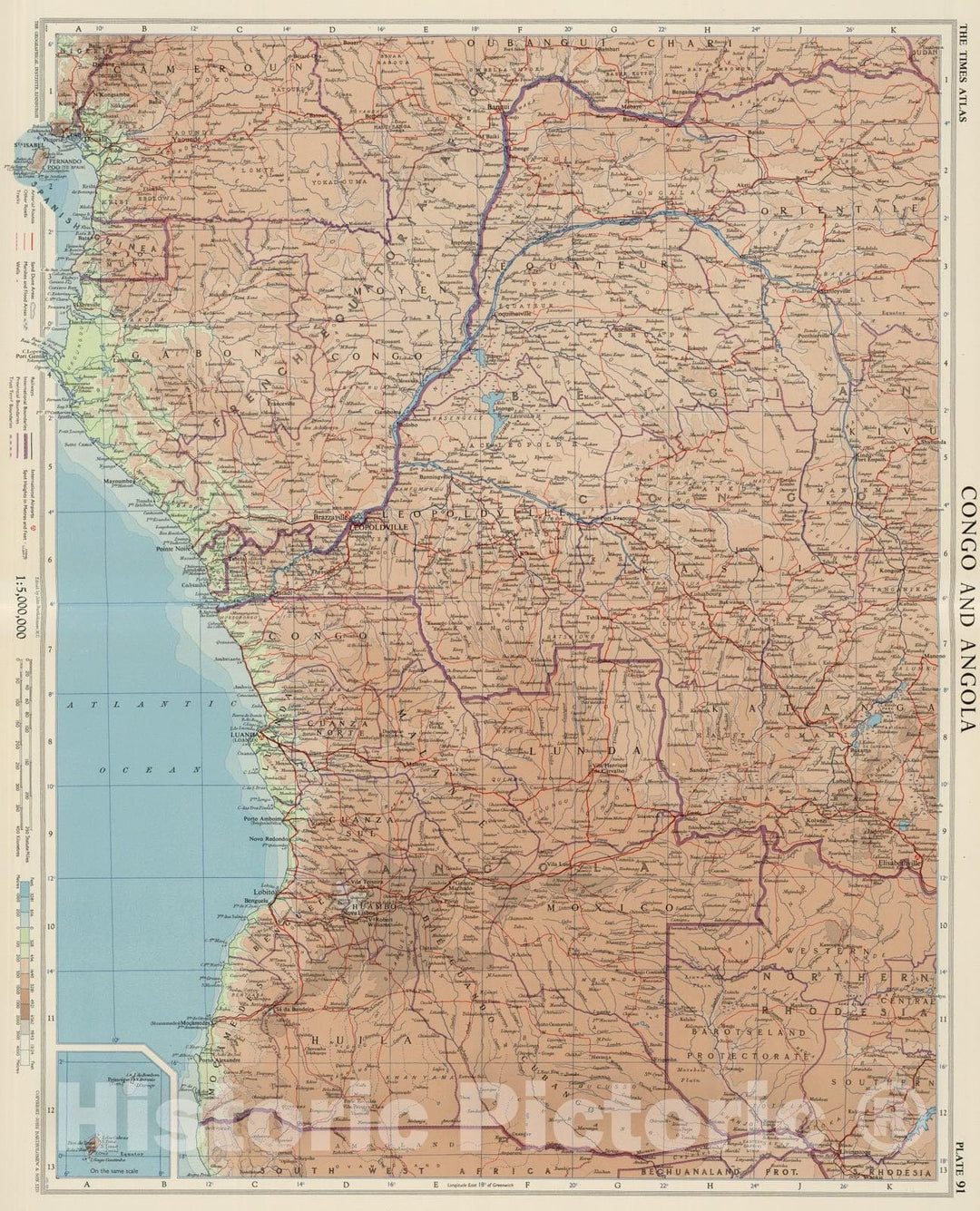 Historic Map : 1956 Congo and Angola, Plate 91, V. IV - Vintage Wall A ...
