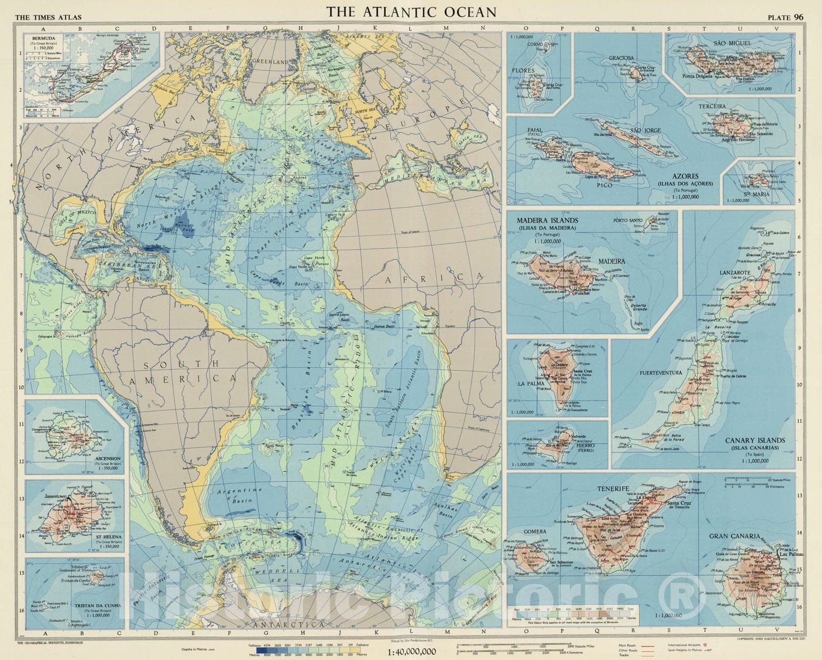 Historic Map : 1956 The Atlantic Ocean, Plate 96, V. IV - Vintage Wall ...