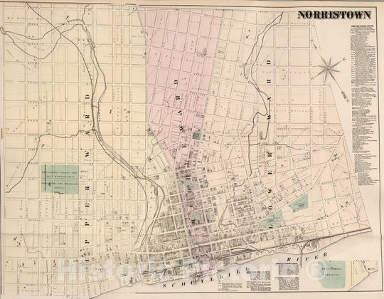 Historic Wall Map : 1871 Norristown, Montgomery County, Pennsylvania ...