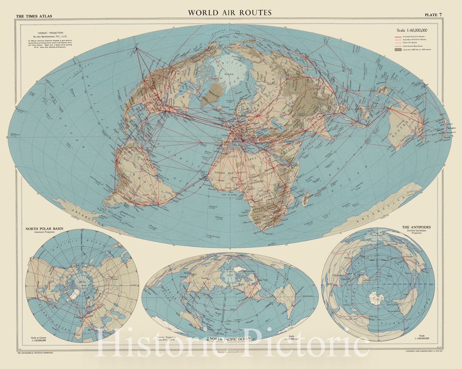 Historic Map : 1958 World Air Routes, Plate 7, v.1 - Vintage Wall Art ...