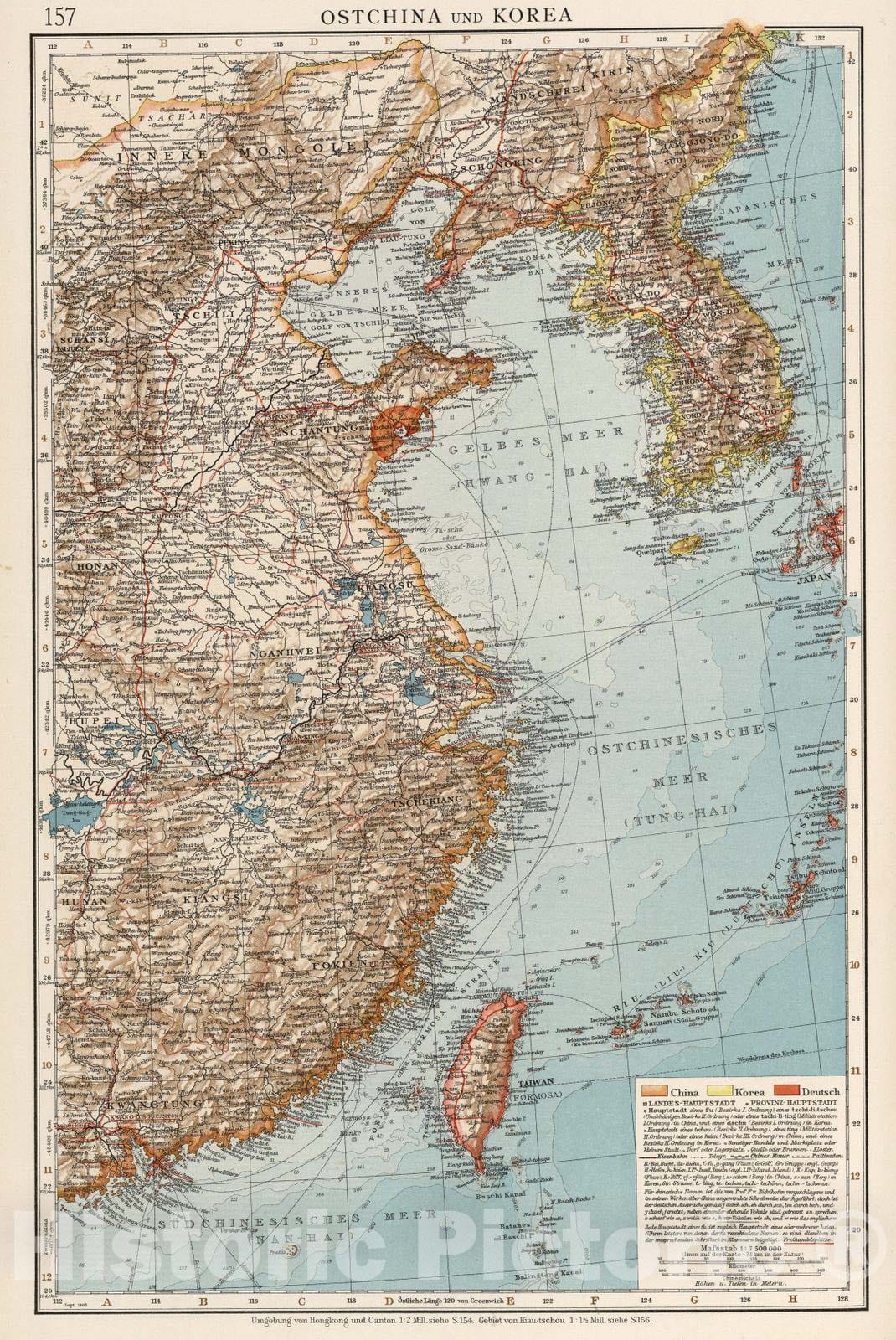 Historic Map : China; Korea, 1905 Ostchina und Korea. , Vintage Wall A ...