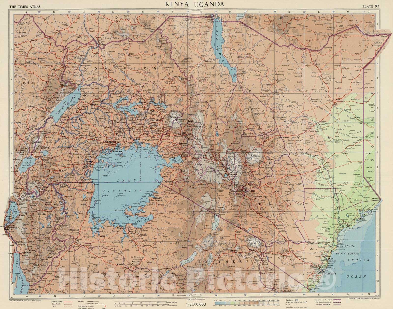 Historic Map : Kenya; Uganda, 1956 Kenya Uganda, Plate 93, V. IV , Vin ...