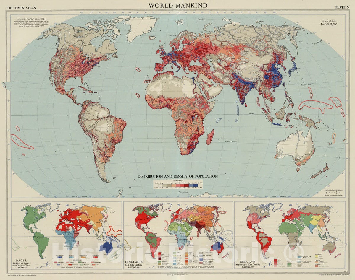 Historic Wall Map : 1958 World Mankind, Plate 5, v.1 - Vintage Wall Ar ...