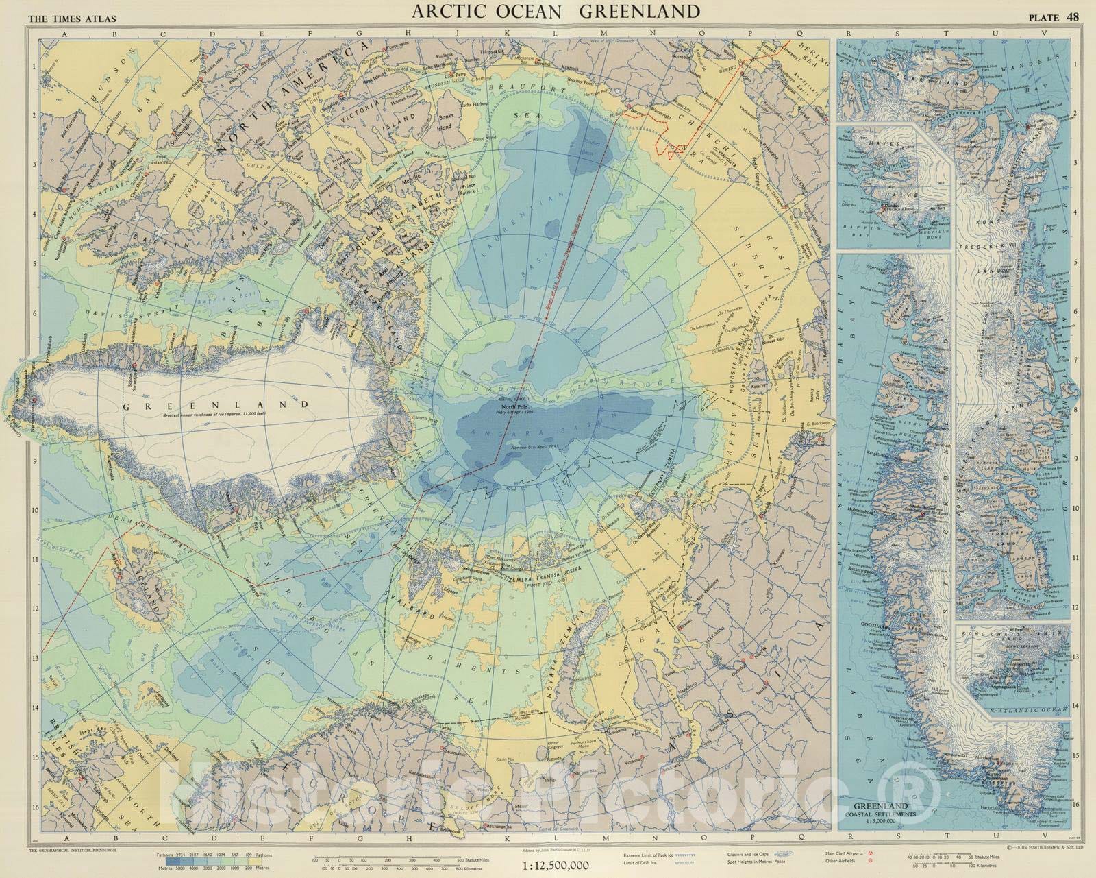 Arctic Ocean Greenland 1959 Nautical Chart Map Print – Historic Pictoric