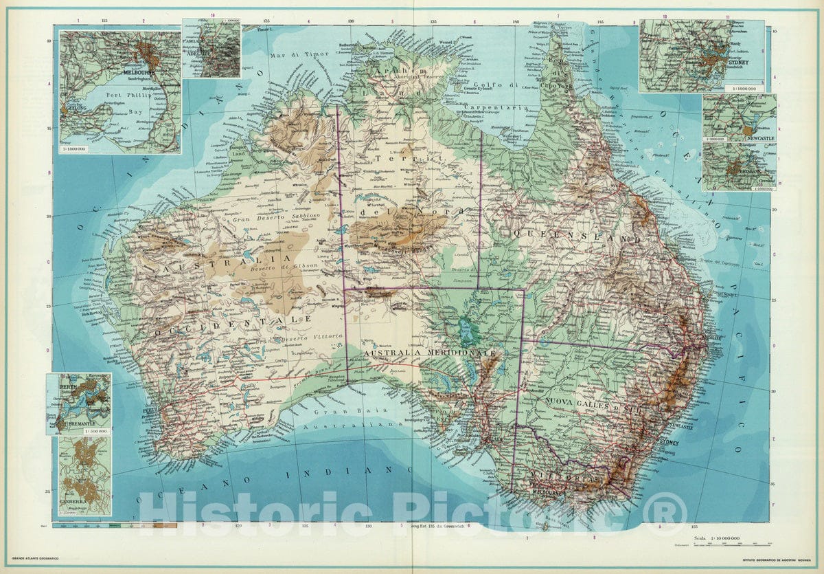 Historic Map : 1952 Australia. - Vintage Wall Art – Historic Pictoric