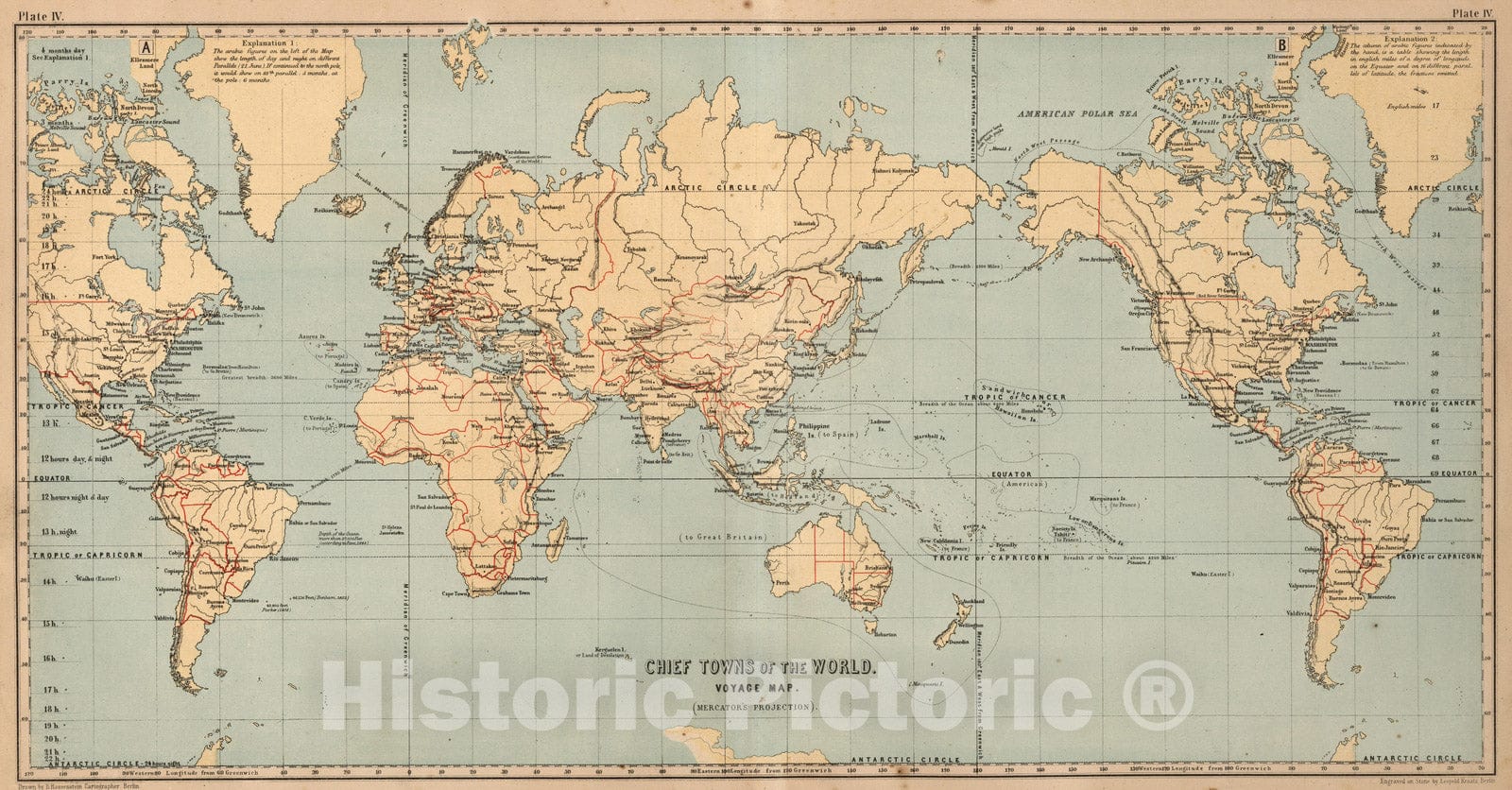 Historic Map - School Atlas - 1867 Plate IV. Chief Towns of the World ...
