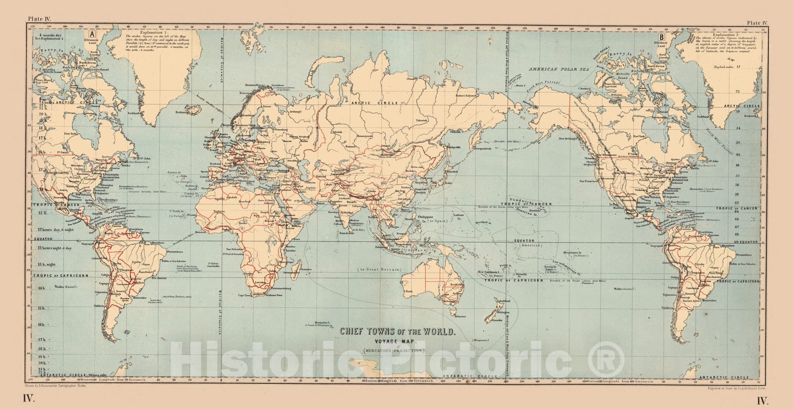 Historic Map - School Atlas - 1867 Plate IV. Chief Towns of the World ...