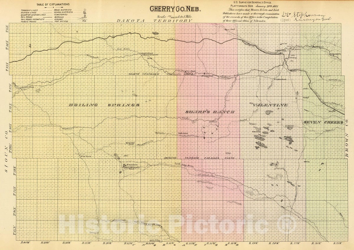 Historic Wall Map : Nebraska, 1885 Cherry Co, Neb. , Vintage Wall Art ...