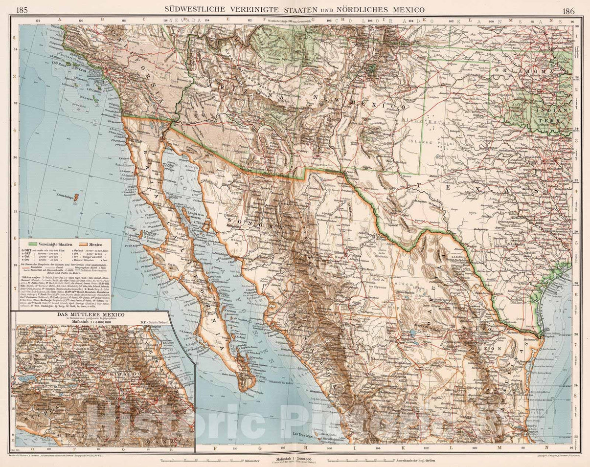 1905 Southwestern United States Northern Mexico Historical Map ...