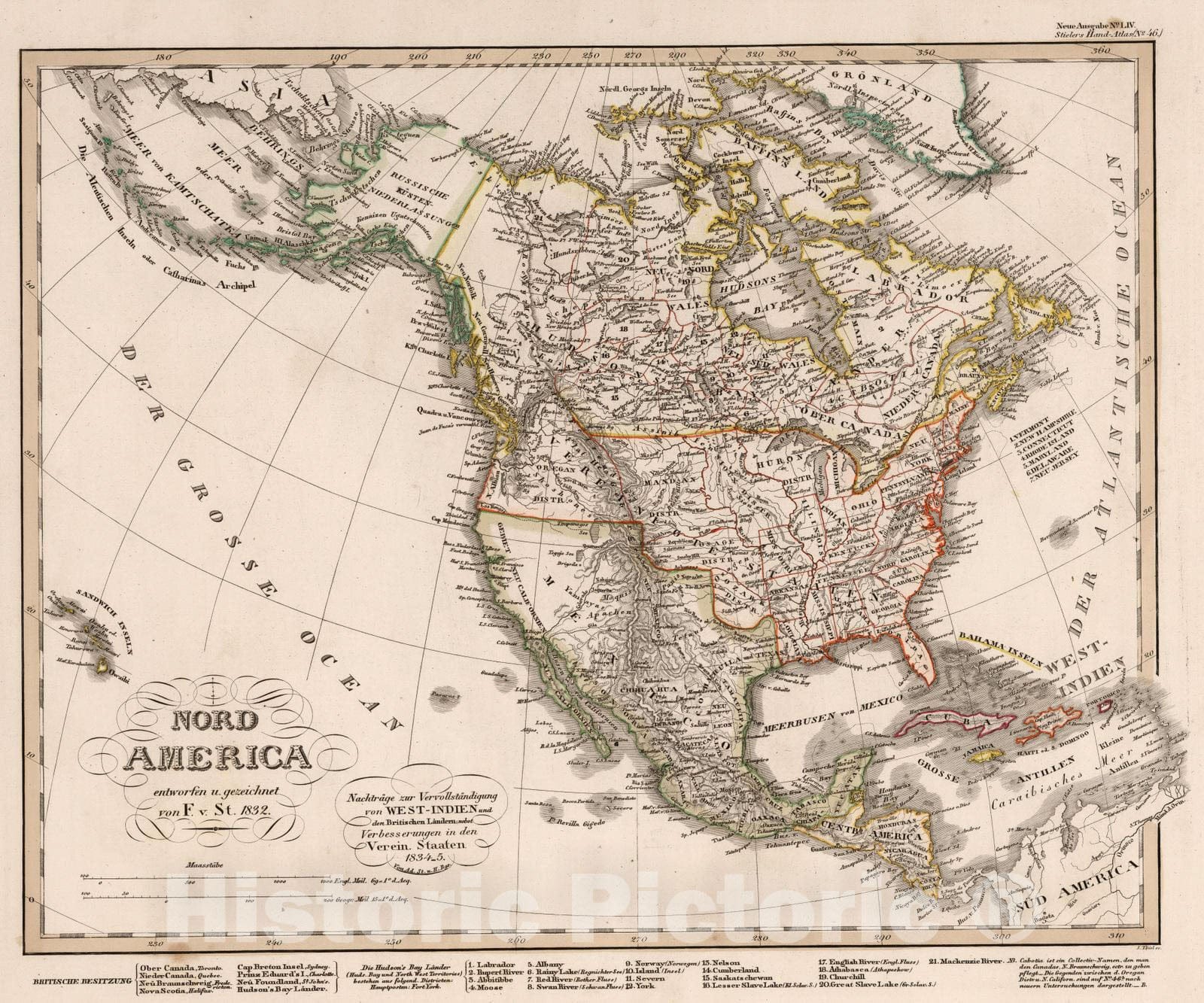 Historic Map : 1835 Nord-Amerika. (North America). - Vintage Wall Art ...