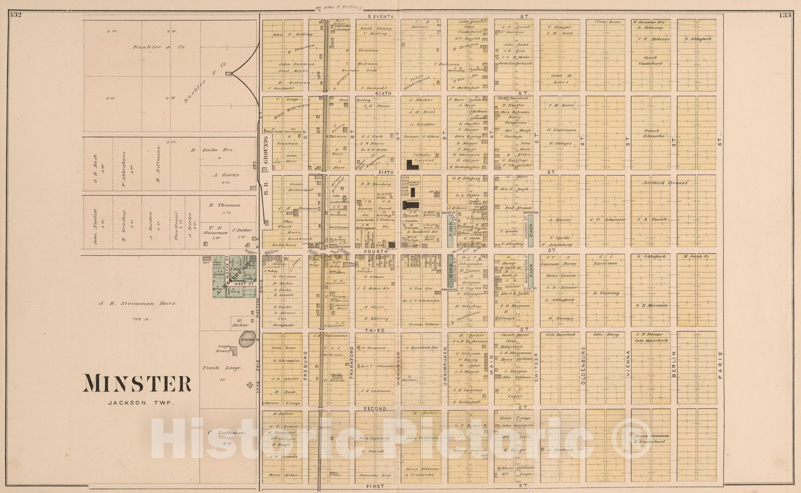 Historic Map : 1880 Minster, Ohio. - Vintage Wall Art – Historic Pictoric