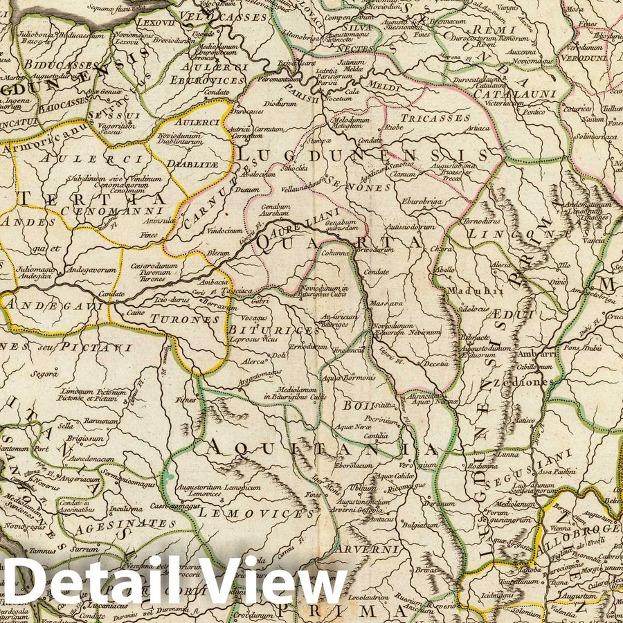 Historic Map : France; Switzerland, 1750 Gallia Antiqua. , Vintage Wal ...