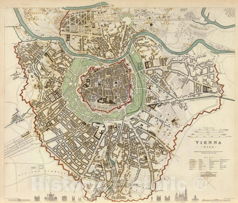 Historic Map : Austria , Vienna (Austria), 1833 Vienna. Wien. , Vintag ...