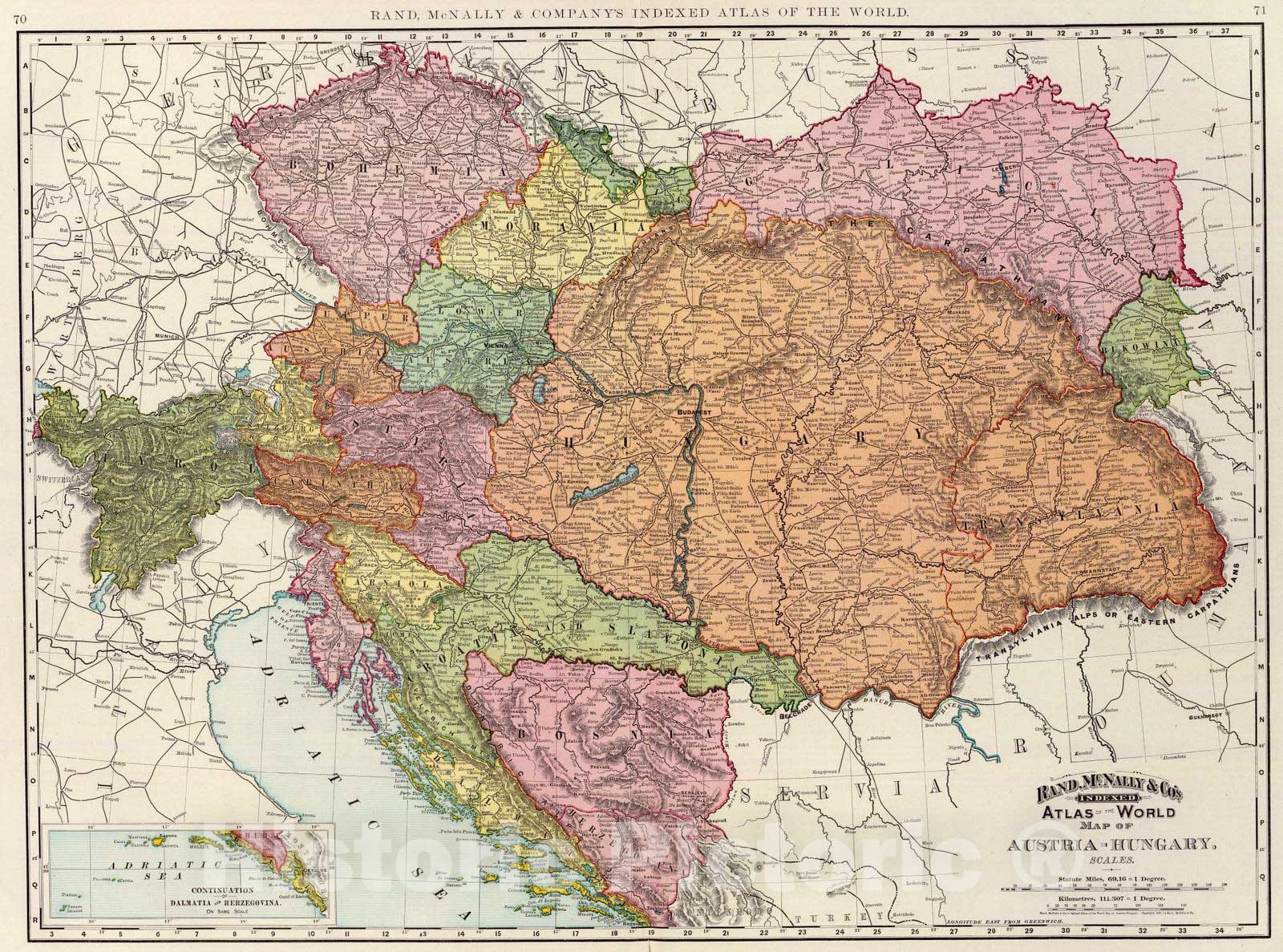 Historic Map : 1897 Austria-Hungary. - Vintage Wall Art – Historic Pictoric