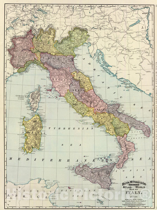 Historic Map : 1897 Italy. - Vintage Wall Art – Historic Pictoric