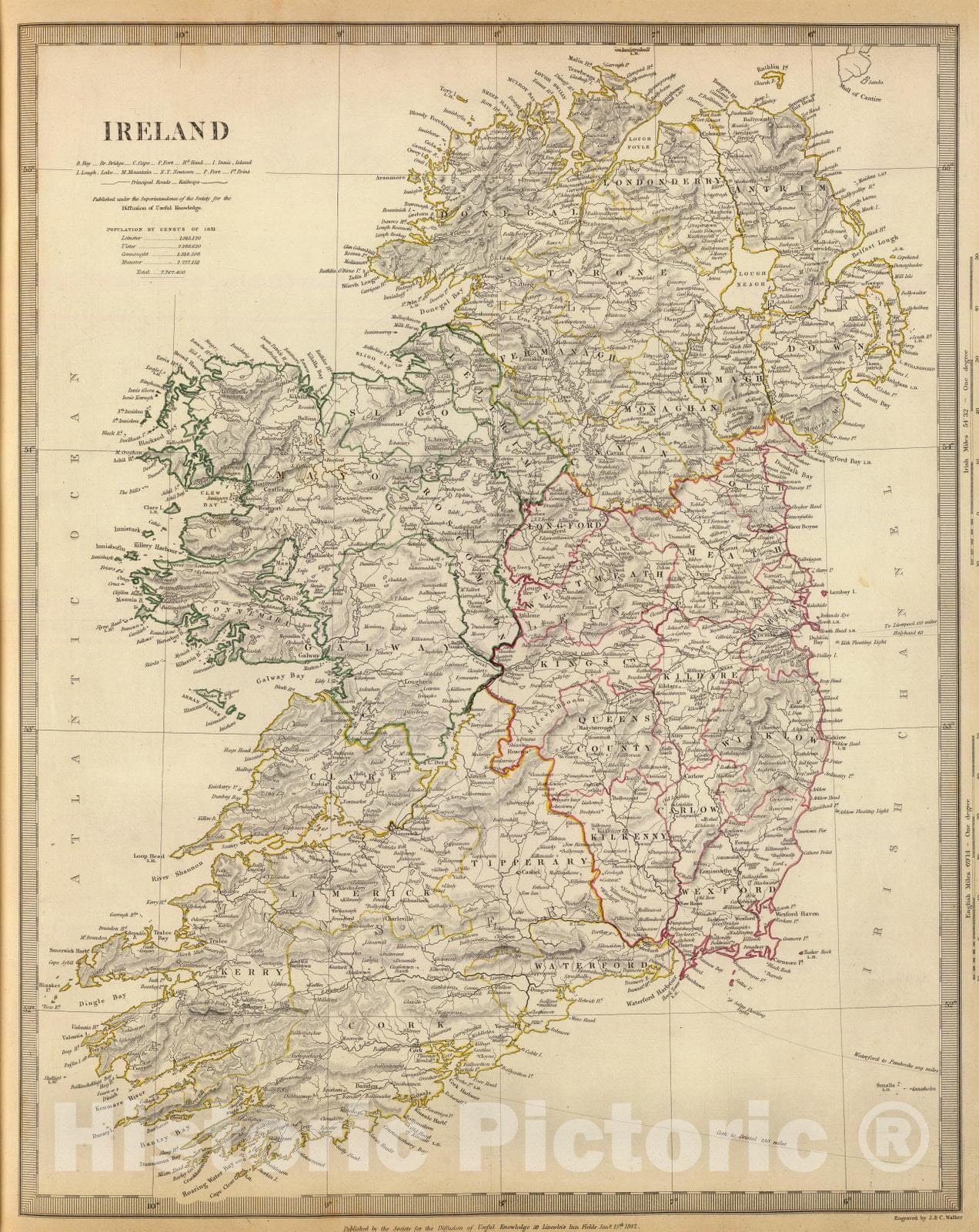 Historic Map : 1842 Ireland : Vintage Wall Art – Historic Pictoric