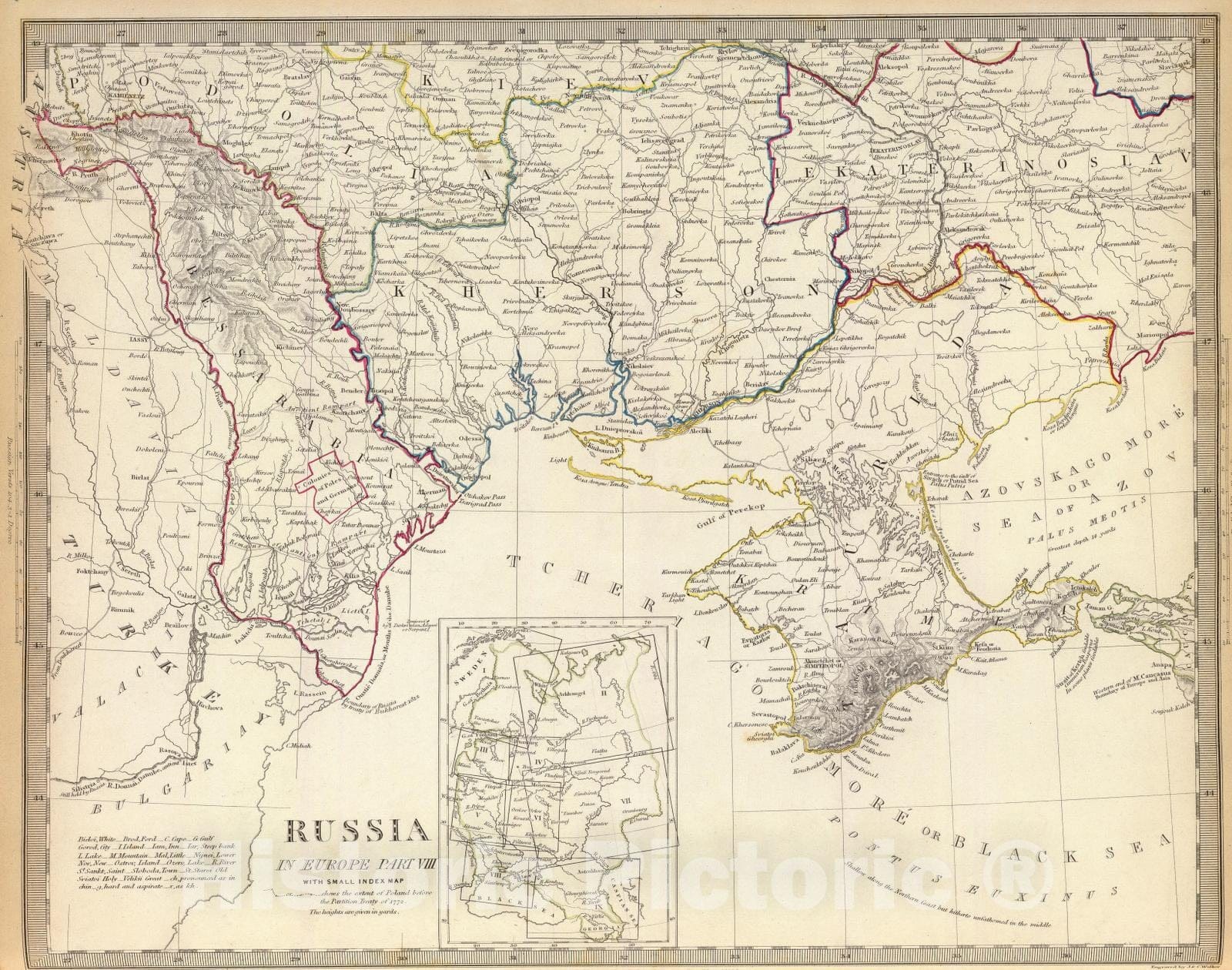 Historic Map : 1835 Russia in Europe Part VIII with index map. - Vinta ...