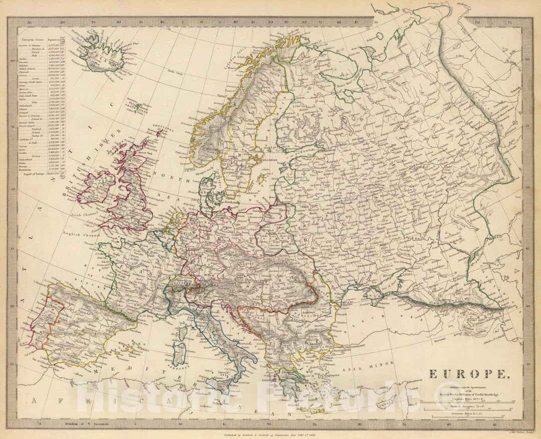 Historic Map : 1836 Europe. v2 - Vintage Wall Art – Historic Pictoric