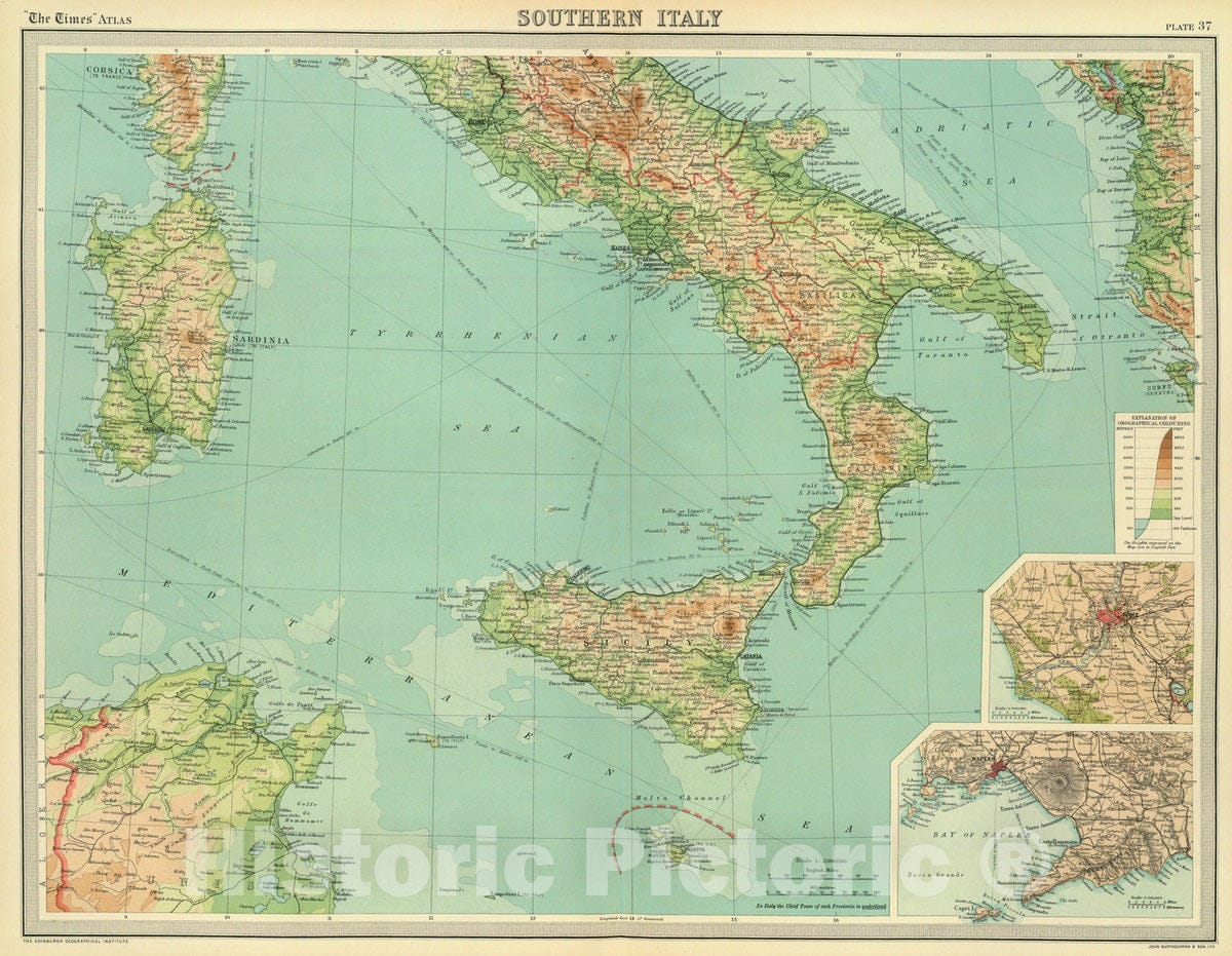 Historic Map : 1922 Southern Italy. - Vintage Wall Art – Historic Pictoric